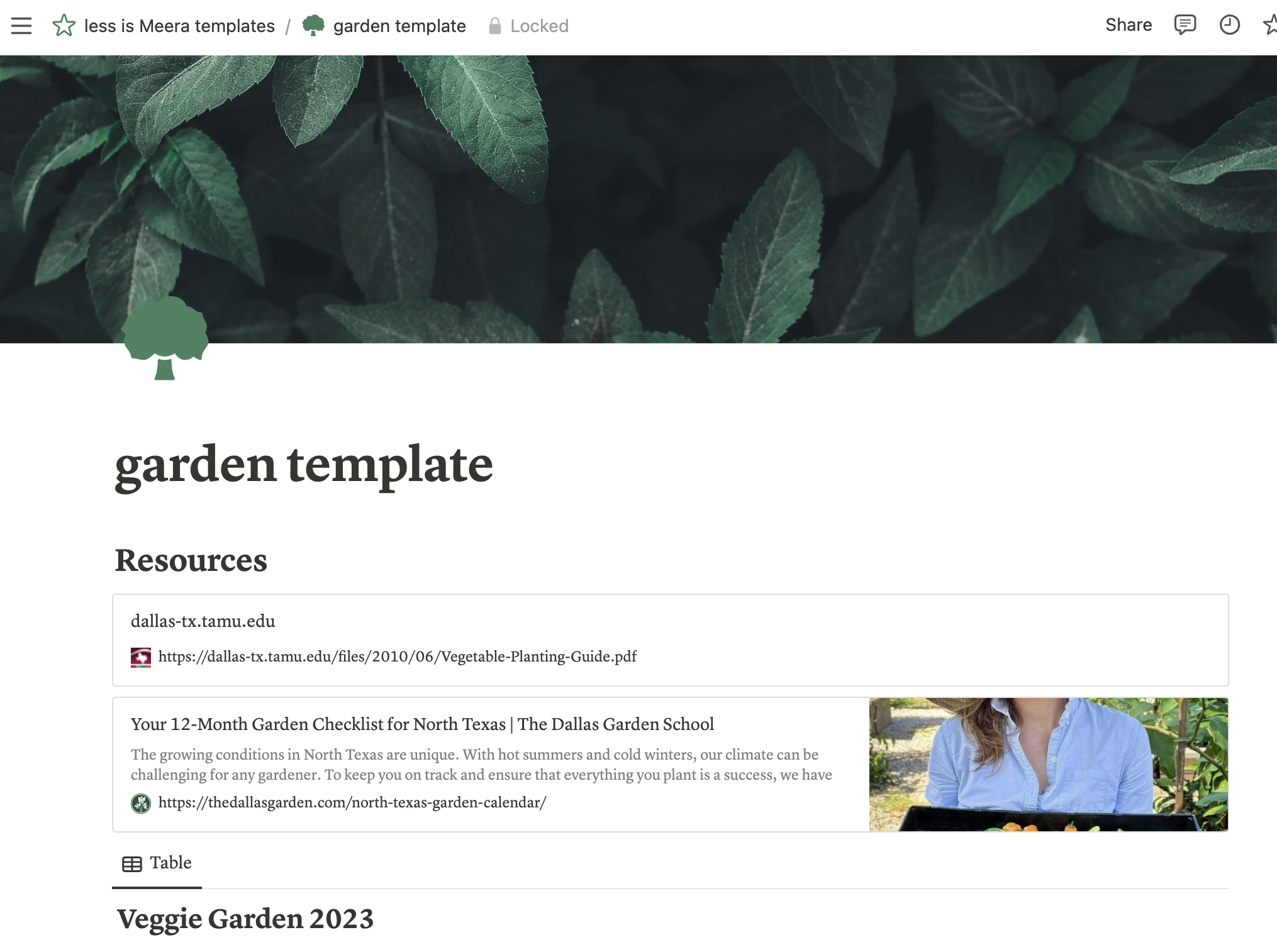 Free Notion Garden Template – less is Meera